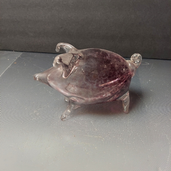 Accents | Purple Blown Glass Pig Figurine Year Of The Pig | Poshmark